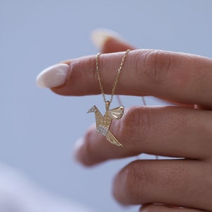 Diamond Origami Bird Necklace, Crane Necklace, Simurgh Pendant, Good ...