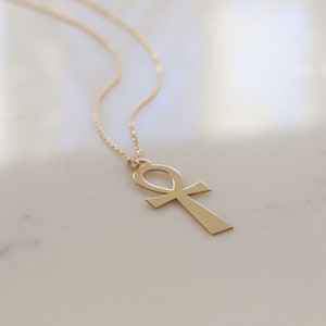 14K Gold Ankh Pendant Necklace, Egyptian Symbol Jewelry - Etsy