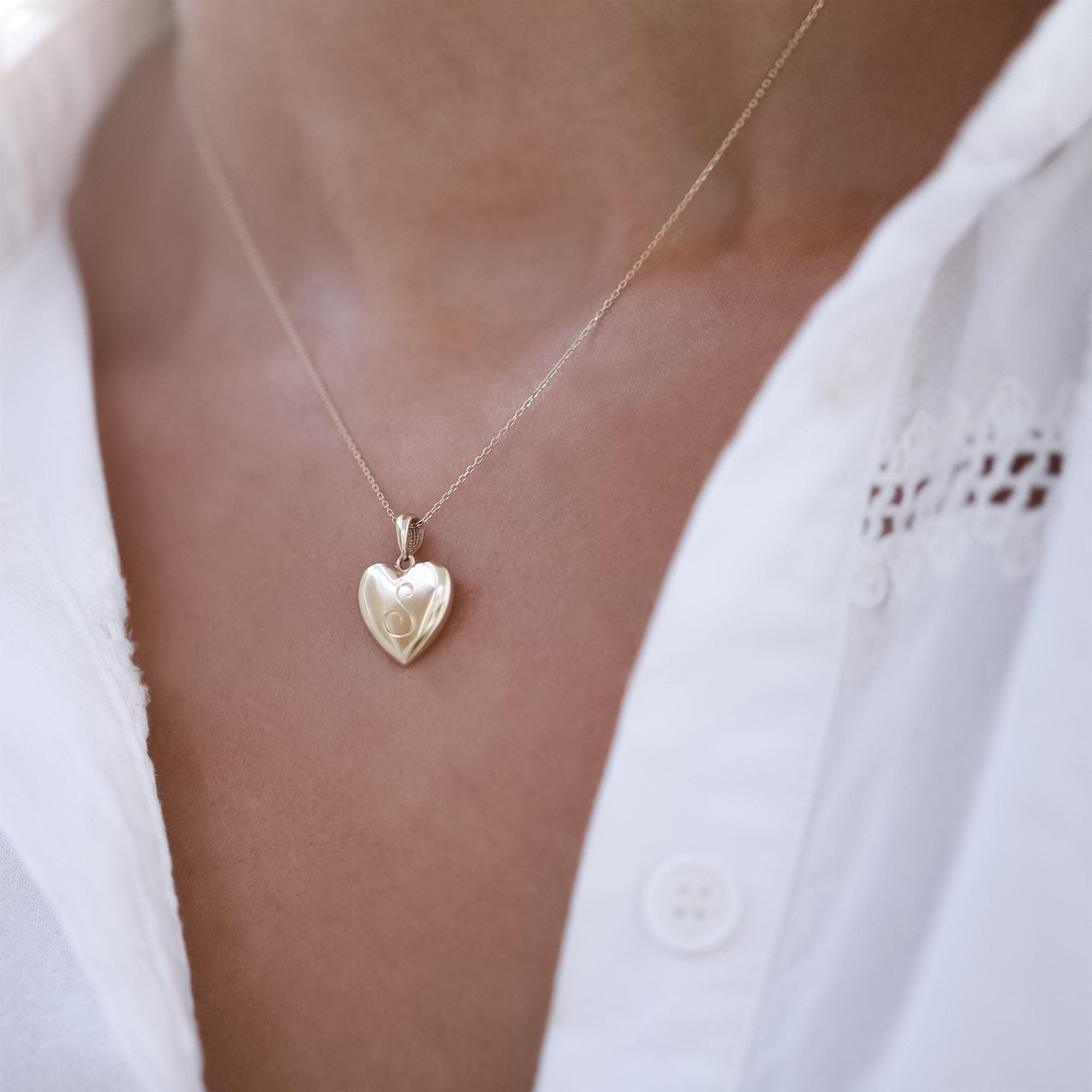 14k Gold Heart Signet Necklace, Personalized Initial Pendant - Etsy