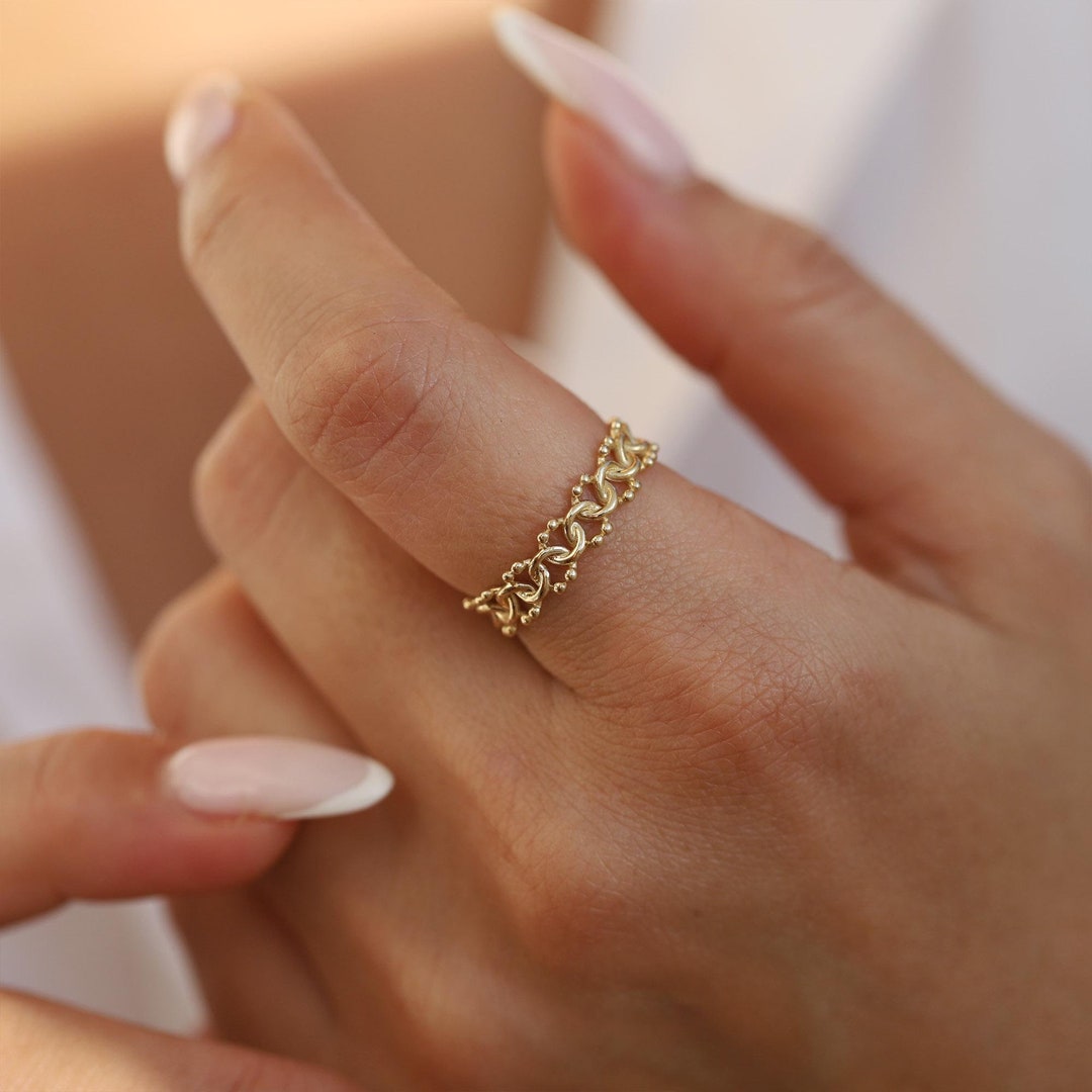 14K Gold Braid Ring, Minimalist Woven Band, Handmade - Etsy