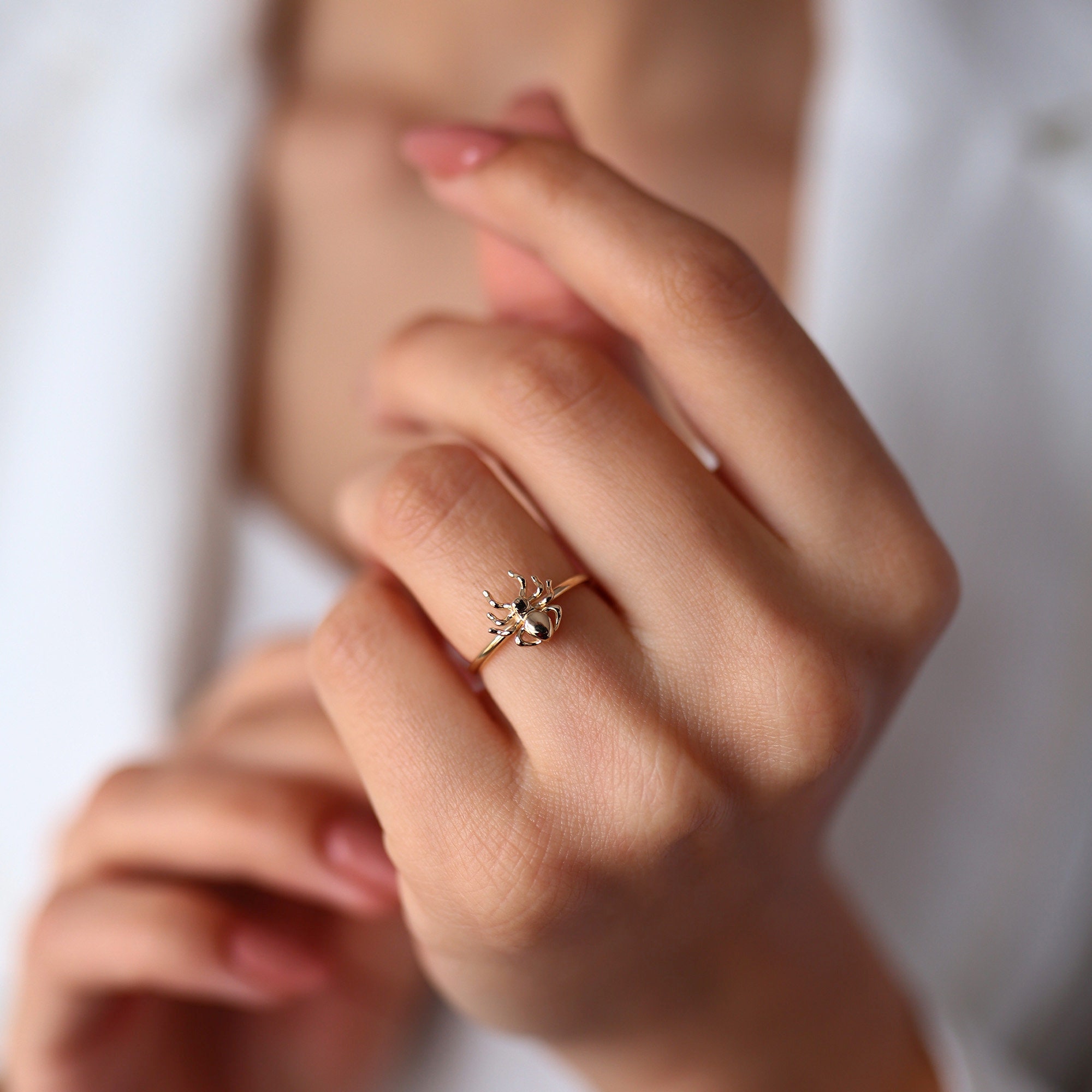 14K Gold Cancer Ring Minimal Stackable Ring Thin Gold Ring | Etsy