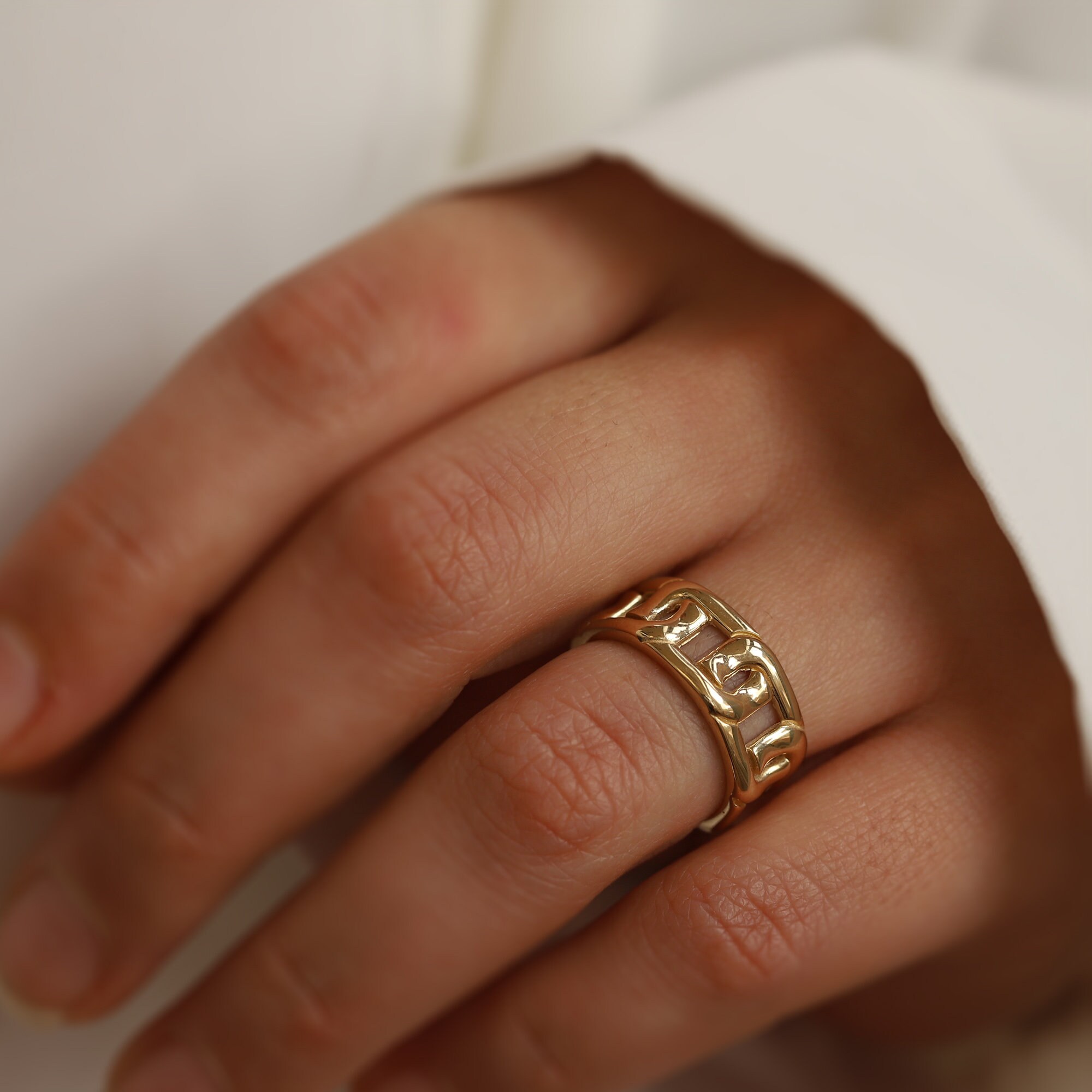 Gold Chain Ring Stacking Ring 14K Gold Ring Cuban Link | Etsy