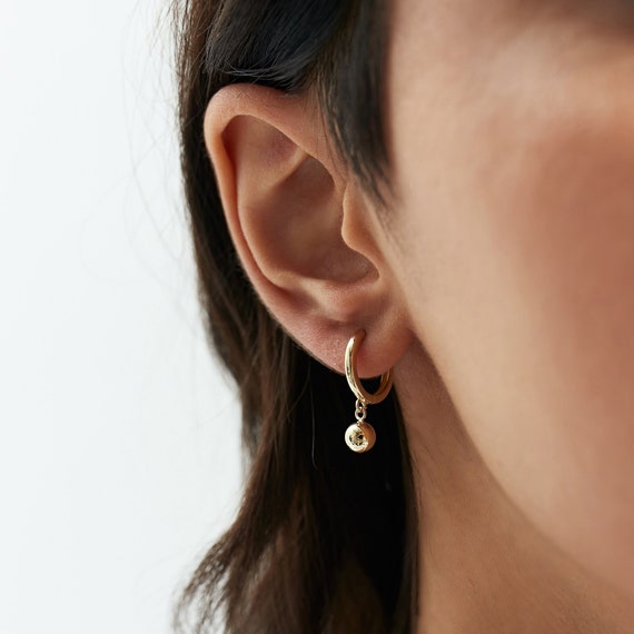 Gold bead drop earrings store