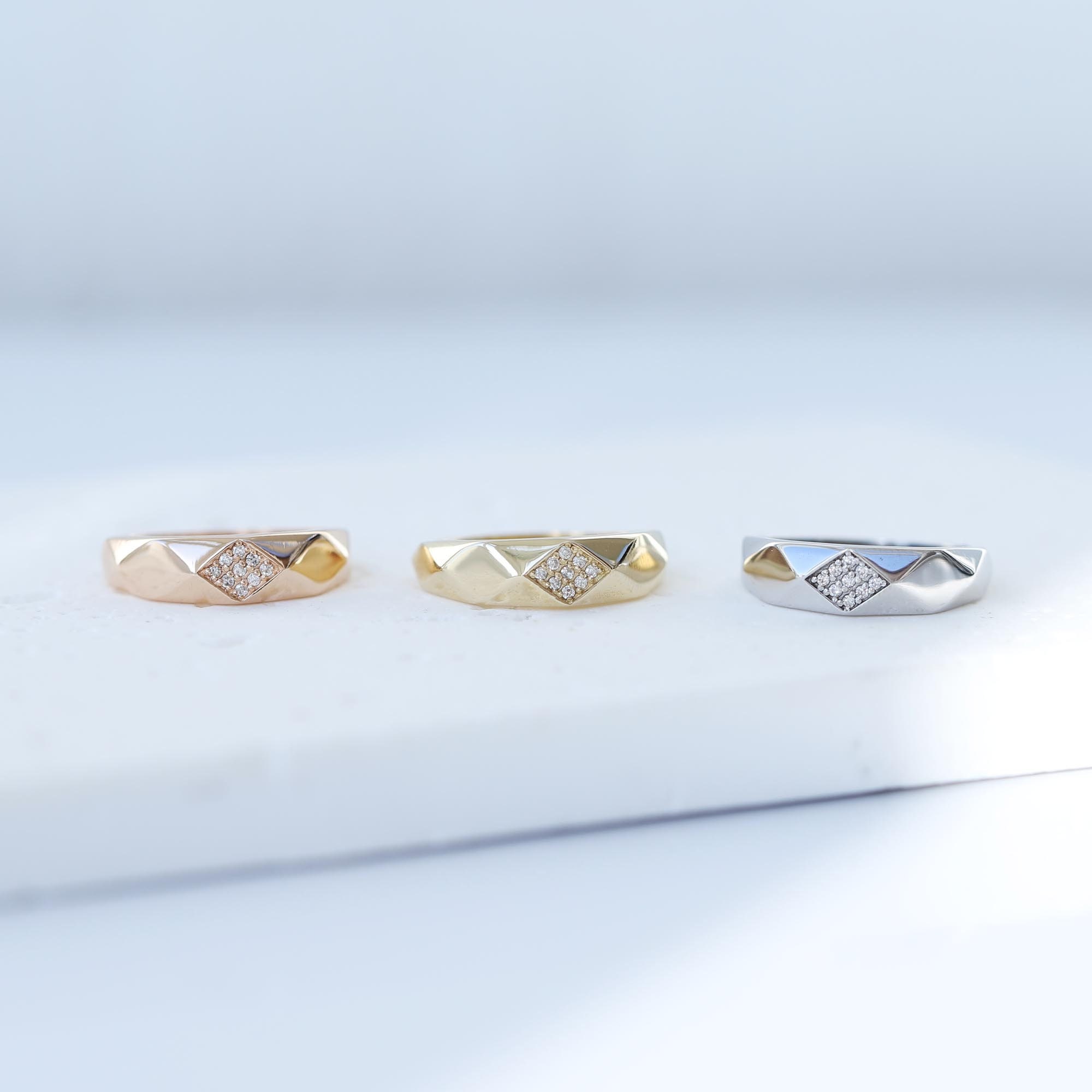 Diamond Prism Ring Argyle Ring 14K Gold Ring Minimalist - Etsy