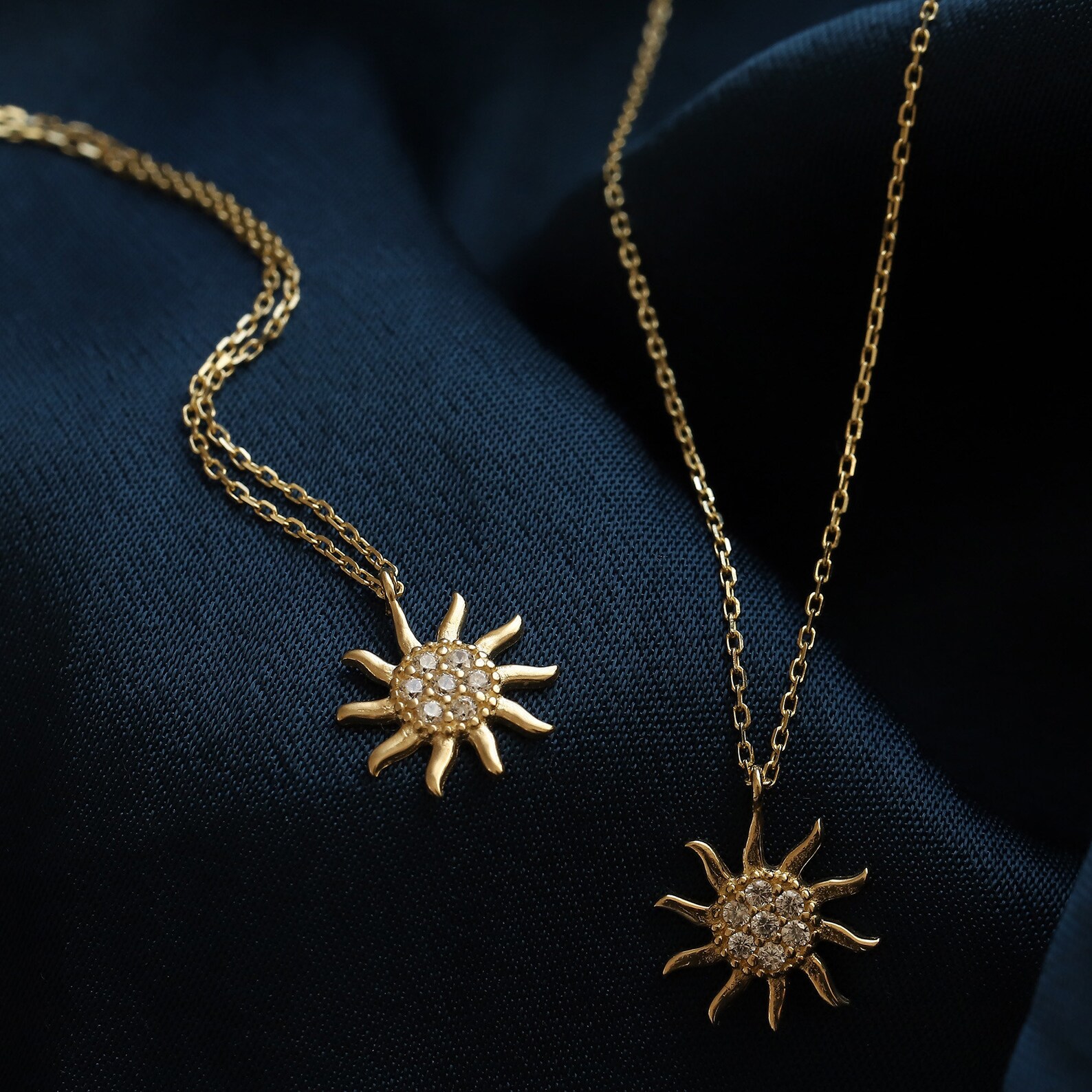 Mini Sun Pendant 14K Gold Necklace Celestial Gift for Her | Etsy