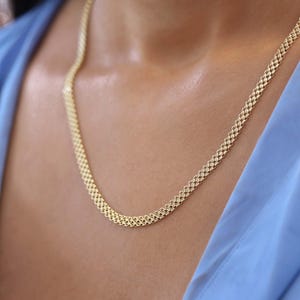 14k Gold Bismarck Chain Necklace,gold 5mm Thin Bismark Chain,elegant ...