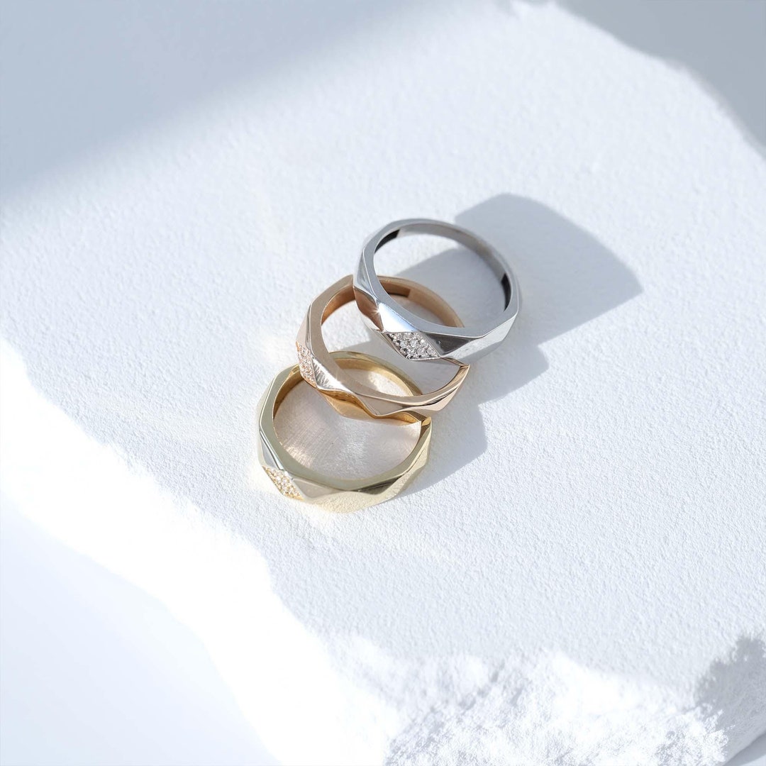 Diamond Prism Ring, Argyle Ring, 14K Gold Ring, Minimalist Fine Jewelry ...