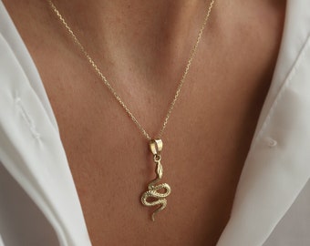 14k Gold Snake Pendant - Etsy