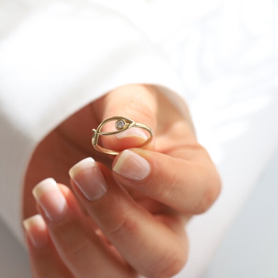 14K Gold Fish Ring Minimal Everyday Jewelry Dainty Gold | Etsy