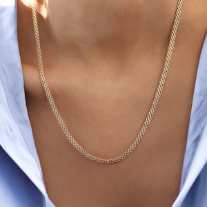 14k Gold Bismarck Chain Necklace,gold 5mm Thin Bismark Chain,elegant ...