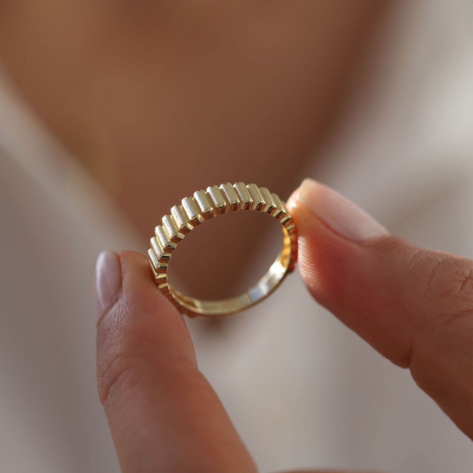 Handmade 14K Gold Grosgrain Ribbon Ring, Unisex Wedding Band - Etsy