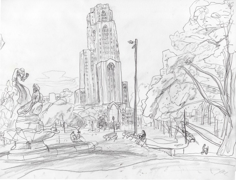 Original Art - Cathedral of Learning, Pittsburgh - Drawing / Print - Etsy