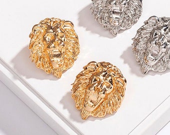 Gold Lion Stud Earrings - Etsy