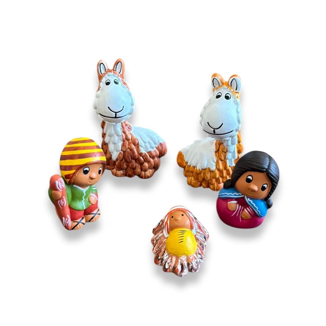 Peruvian Nativity Set With Llamas, 3" Tall, Christmas Decorations ...