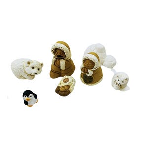 Handmade Ceramic Eskimo Nativity Scene: Arctic Igloo, Polar Bears (6 ...