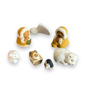 Eskimo Nativity Scene, Artic Igloo Set, Ceramic, Handmade, Christmas ...