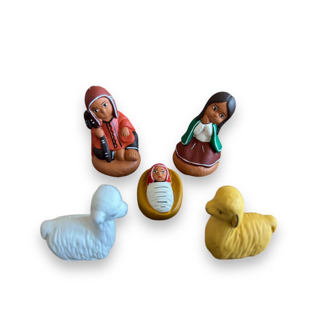 Tiny Ceramic, Peruvian Nativity Scene 5 Pcs Set 2 Tall, Christmas Decor ...