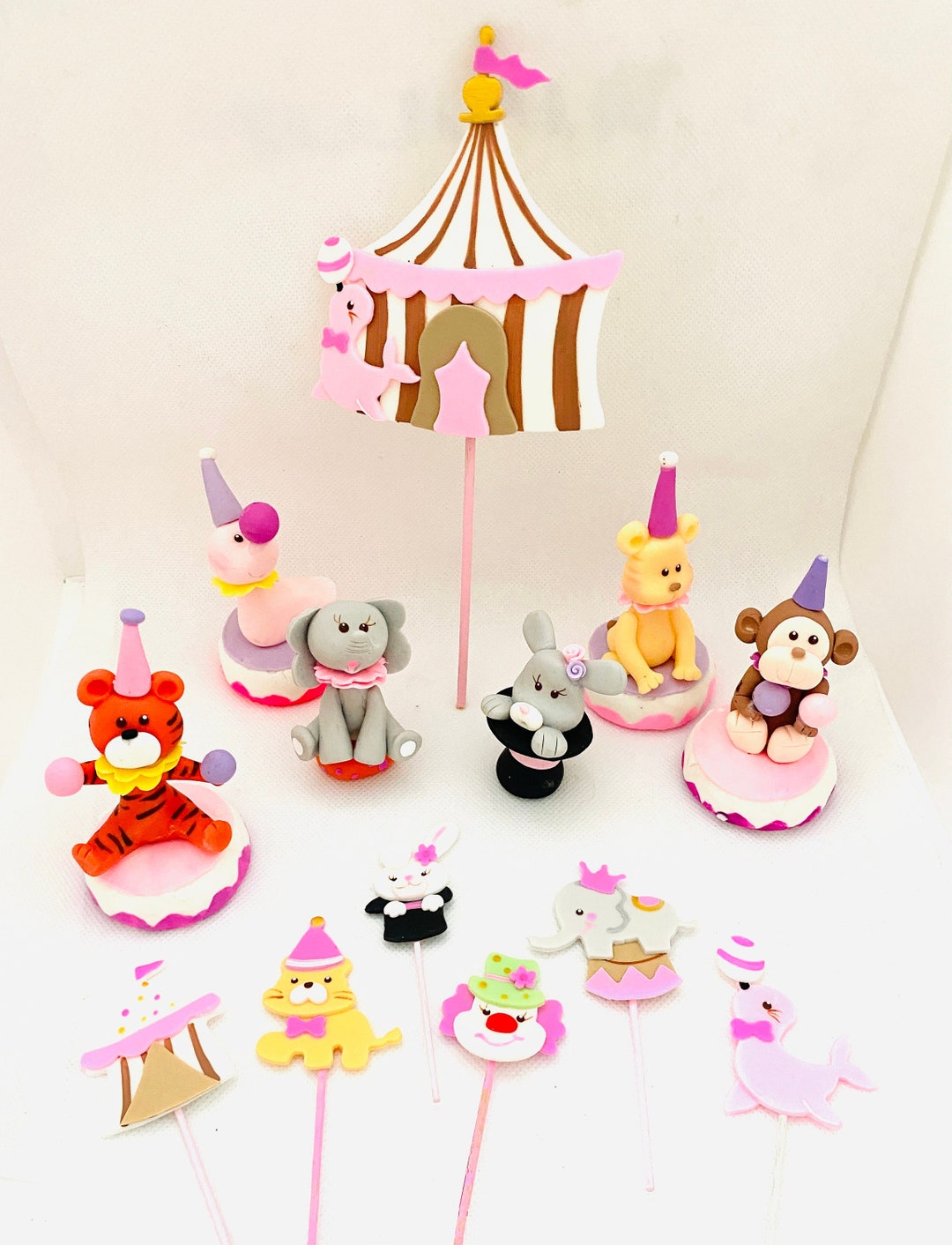 Circus Animals and Tent Cake Toppers Set - Party Decoration Circus ...