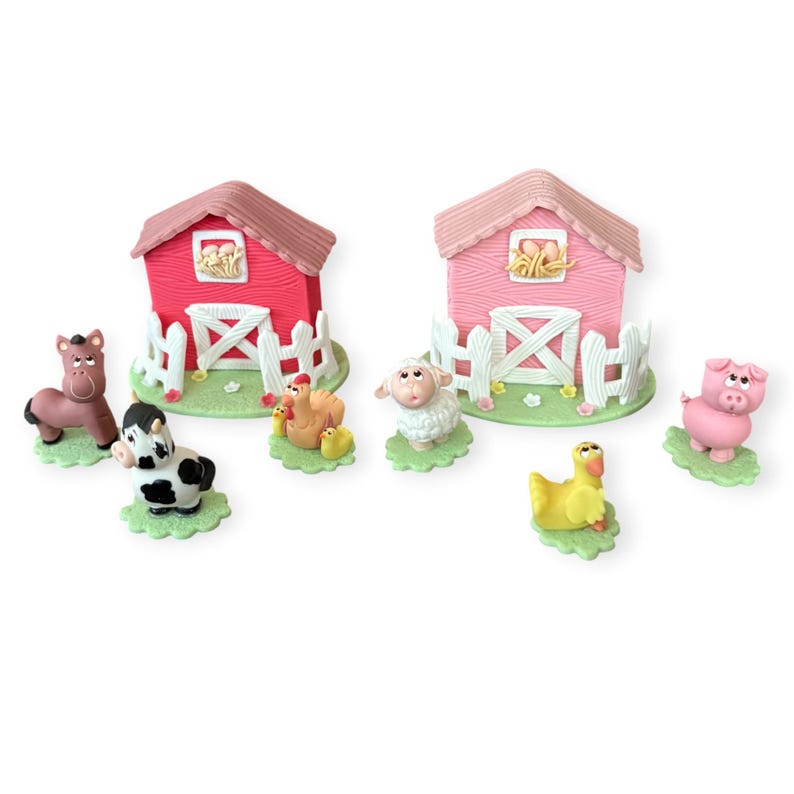 Farm Animal Barn Cake Toppers: Barnyard Birthday Party Decorations ...