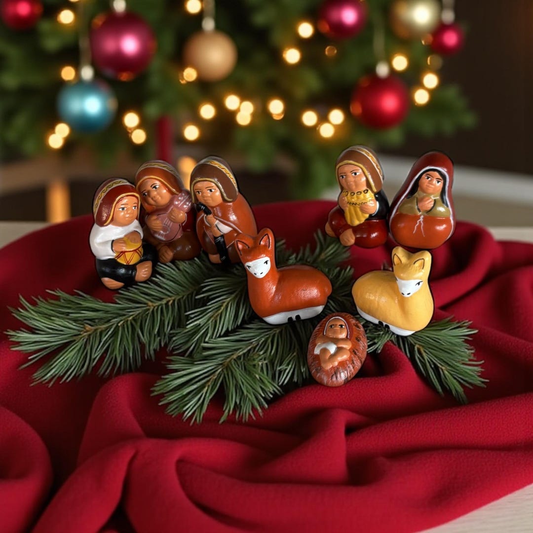 Peruvian Musical Nativity Scene: Tiny Clay Christmas Decor, 8-piece Set ...