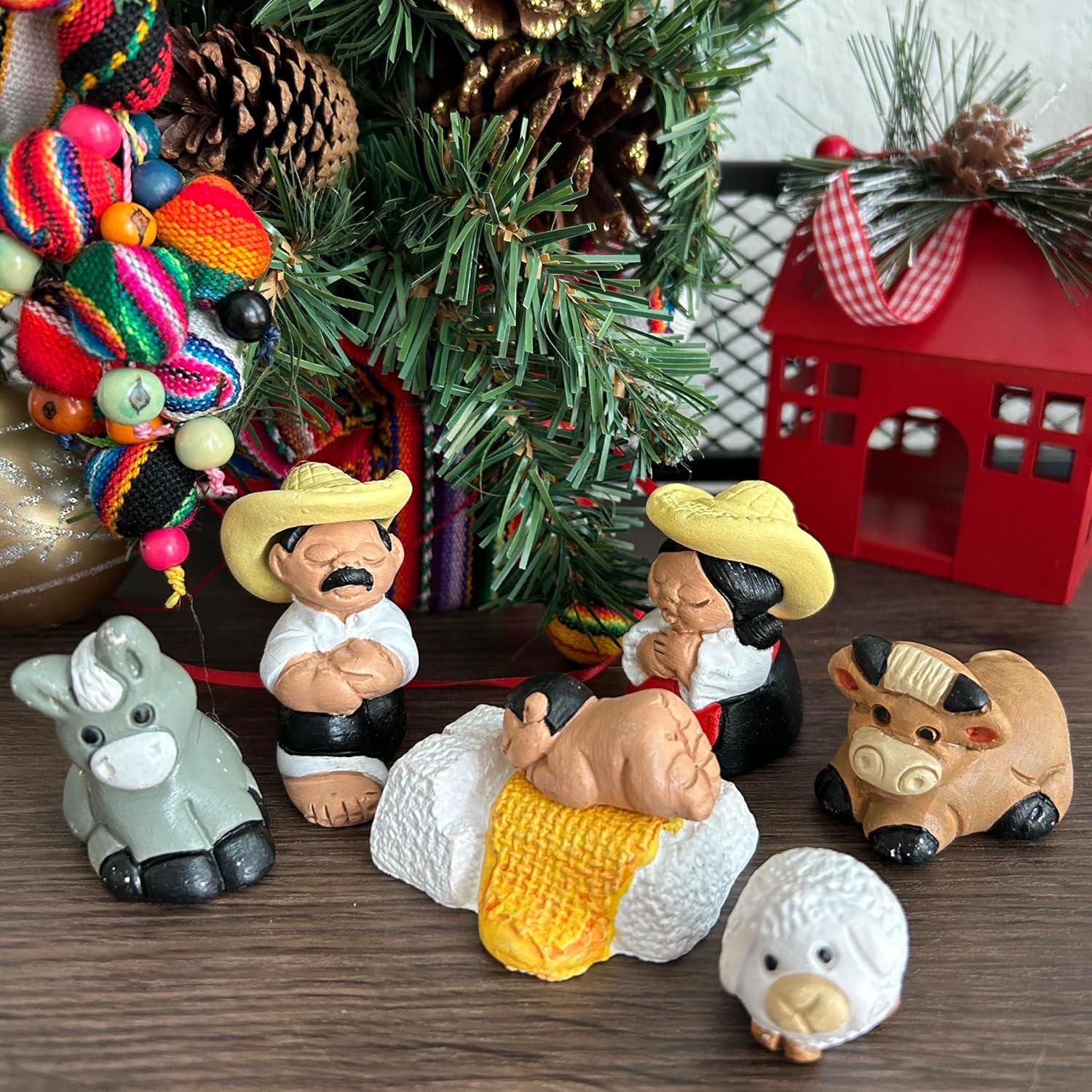 Miniature Peruvian Nativity Set: Clay Figurines, Christmas Decor ...