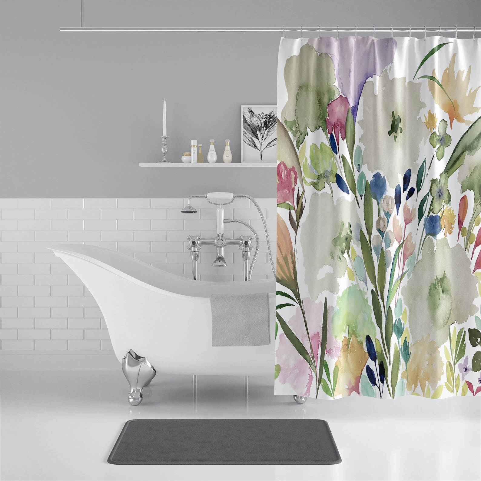 Spring Flowers II Shower Curtains | Botanical Spa Shower Curtains ...
