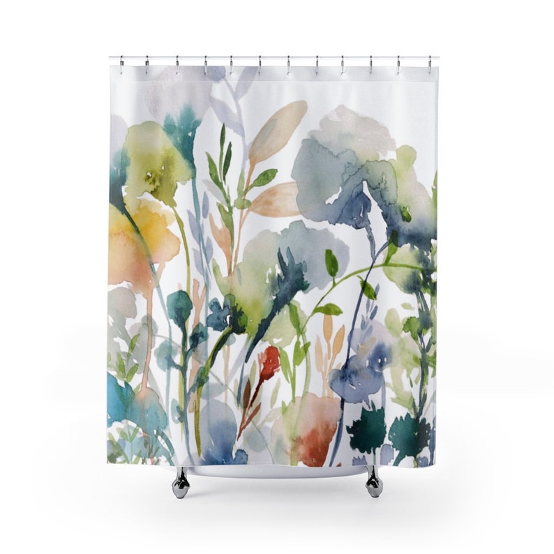 Spring Flowers on Shower Curtains | Floral Watercolor Print Shower ...
