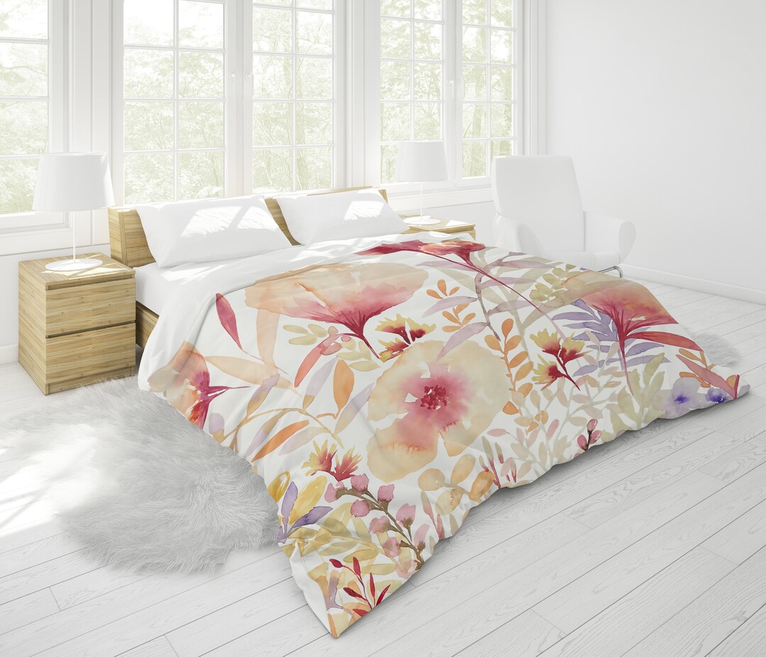 Fall Flora III Duvet Cover | King, Queen, Full, Twin | Cotton Sateen ...