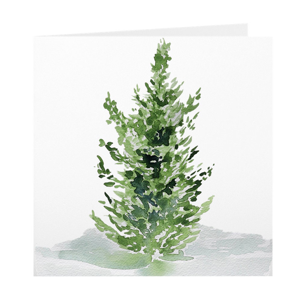 Evergreen Tree Folded Christmas Tree Note Cards, Blank Greeting Cards ...