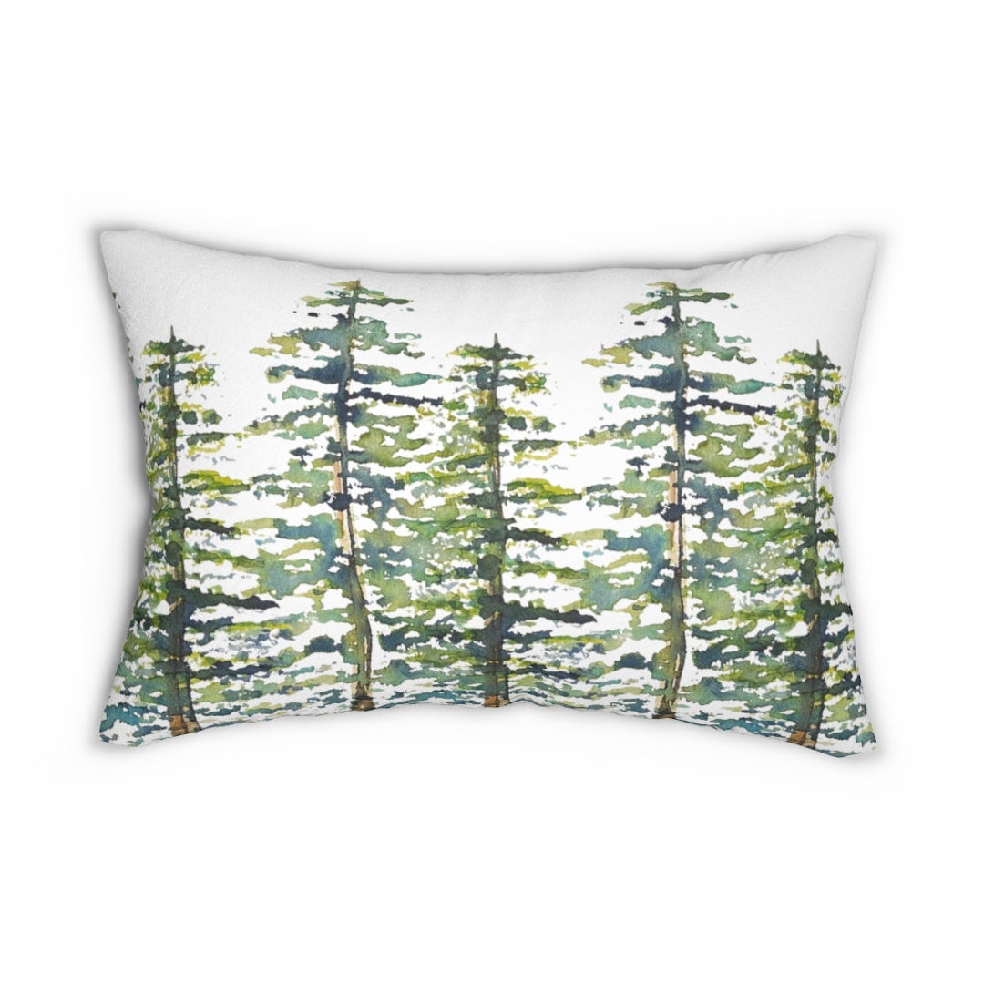 Pine Trees | Spun Polyester Lumbar Pillow | Pillow Cover With Hidden ...
