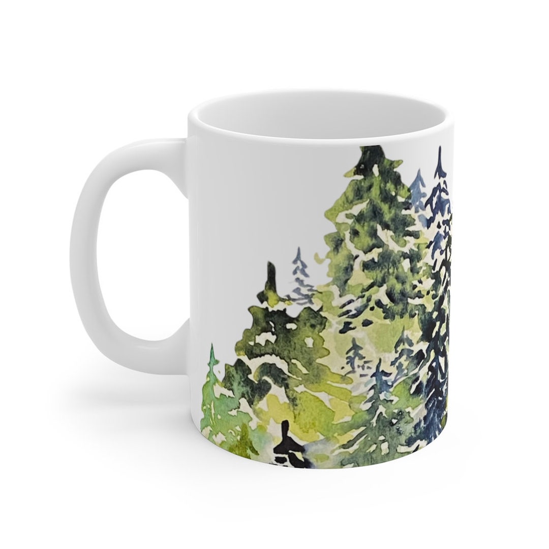 Alpine Forests of Evergreen Trees | 11 Oz White Ceramic Mug | Coffee ...