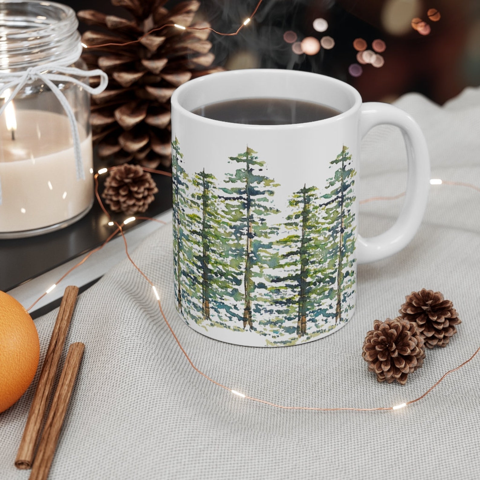 Pine Tree Forest Mug 11oz for Coffee Tea or Hot Chocolate | Etsy