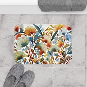 Fall Flora II | Anti-slip Microfiber Memory Foam Bath Mat | Autumn ...