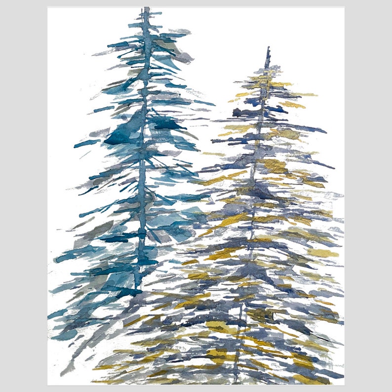 Modern Evergreens Fine Art Poster Prints Winter Scene in 6 - Etsy