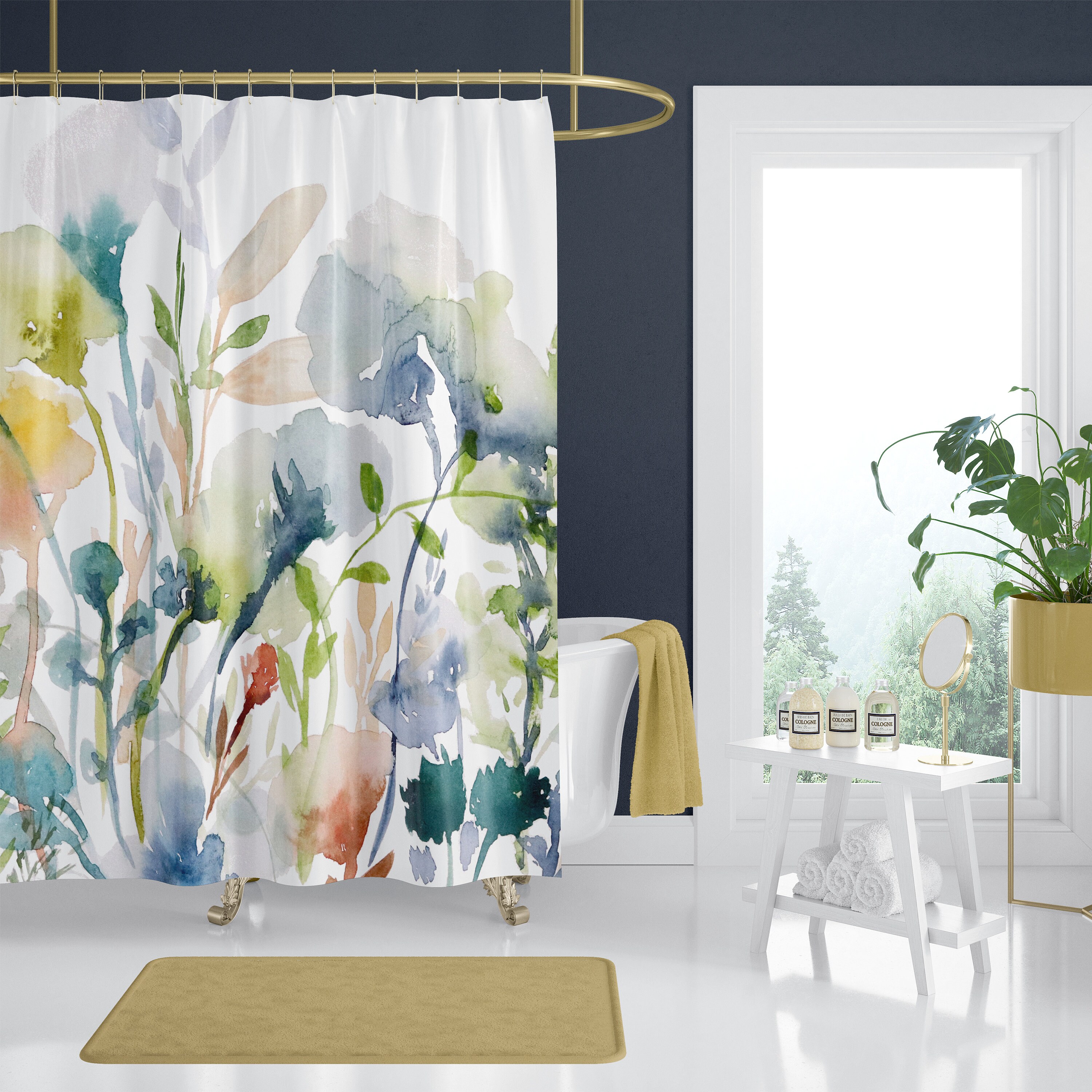 Spring Flowers on Shower Curtains Floral Watercolor Print | Etsy
