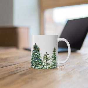Tree Lot | 11 Oz White Ceramic Mug | Coffee Mug Gifts | Evergreen ...