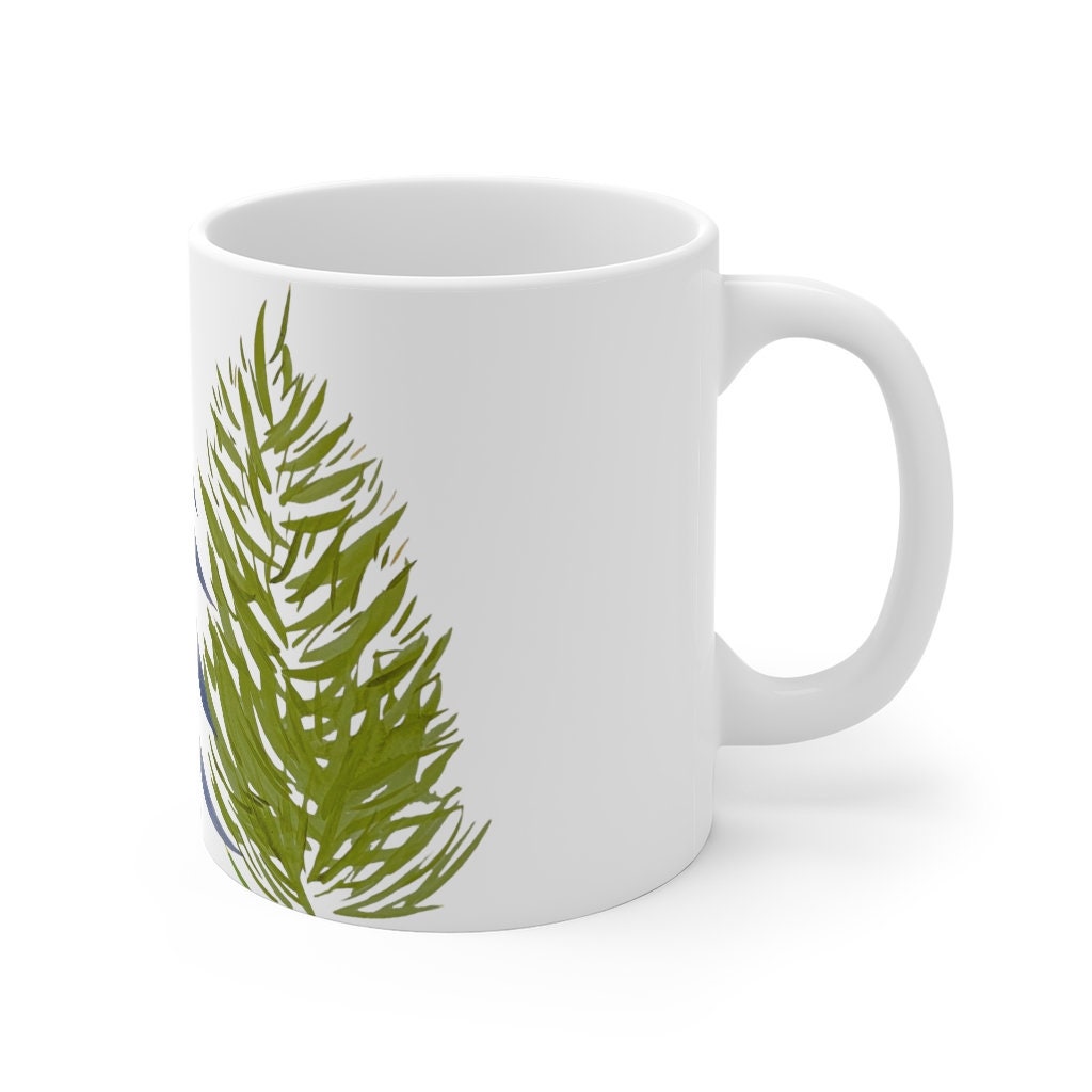 Three Pines Evergreen Trees in Greens & Blues | White Ceramic 11 Oz ...