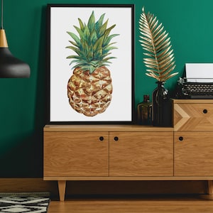 Pineapple Watercolor Fine Art Print | Tropical Fruit Textured Paper ...