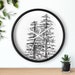 Gray Evergreen Trees Houseplant Wall Clock, Natural Wood, Black, or ...