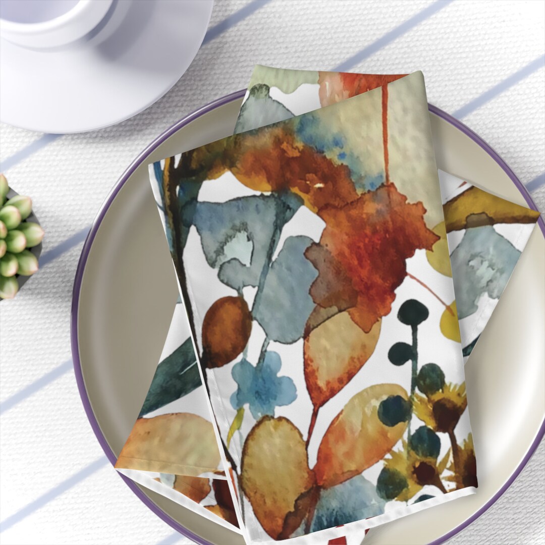 Fall Floral II Printed on Cloth Napkins Set of Four Polyester Napkins ...