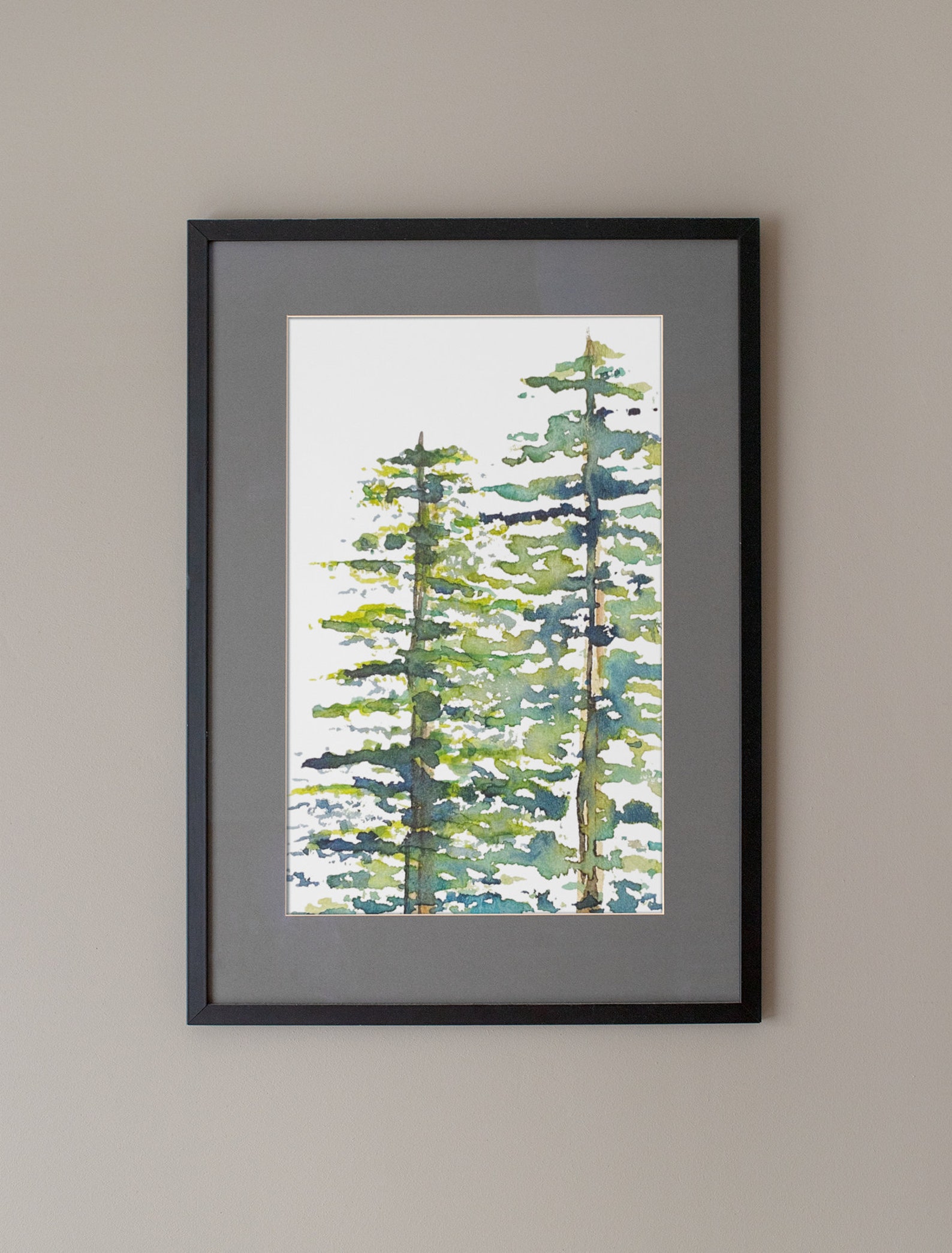 Watercolor Evergreen Trees Poster Prints Fine Art Textured - Etsy