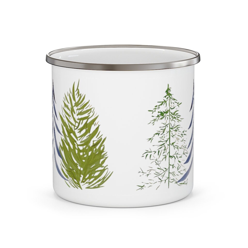 Three Pines Forest Enamel Camping Mug Watercolor Printed - Etsy