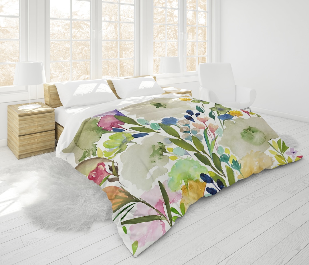 Spring Flowers II Bright Duvet Cover| King, Queen, Full, Twin | Cotton ...