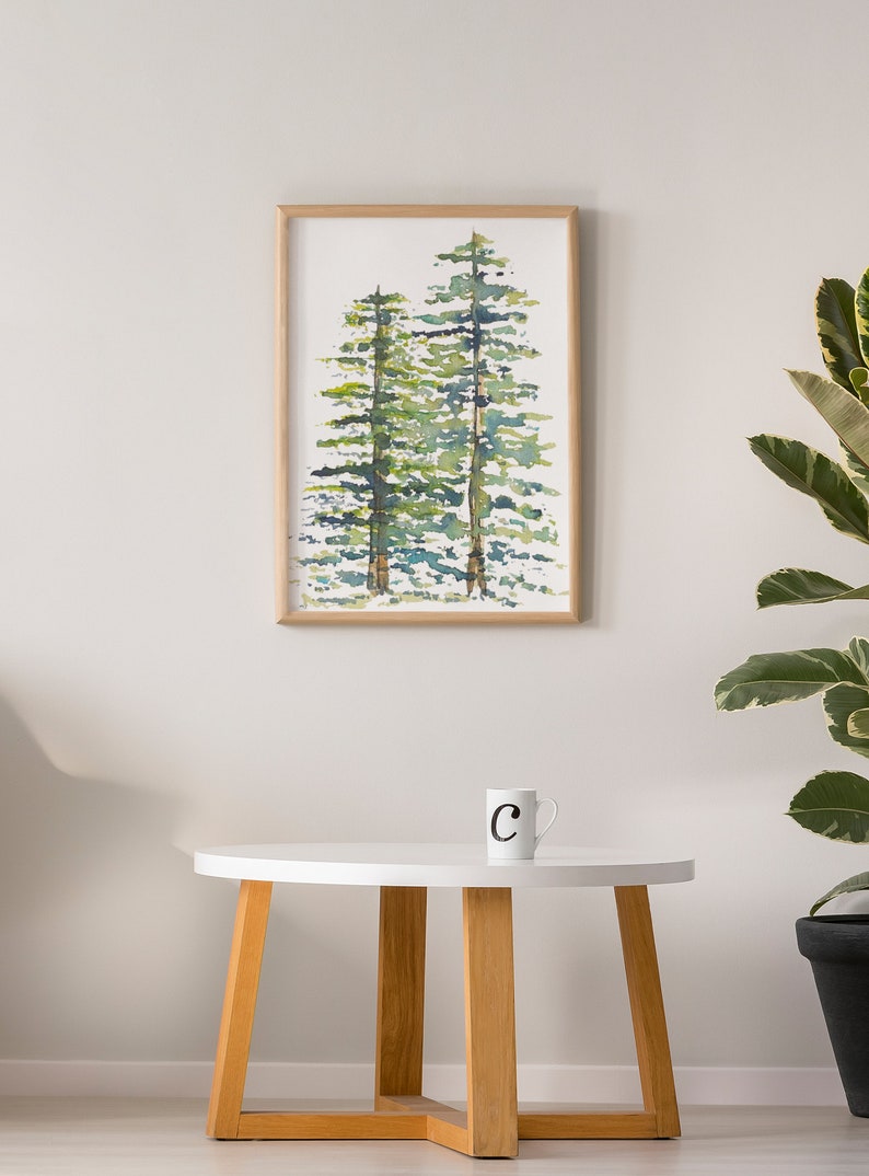 Watercolor Evergreen Trees Poster Prints Fine Art Textured - Etsy