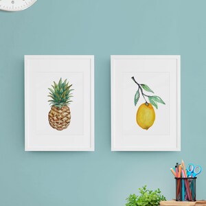 Pineapple Watercolor Fine Art Print Tropical Fruit Textured | Etsy