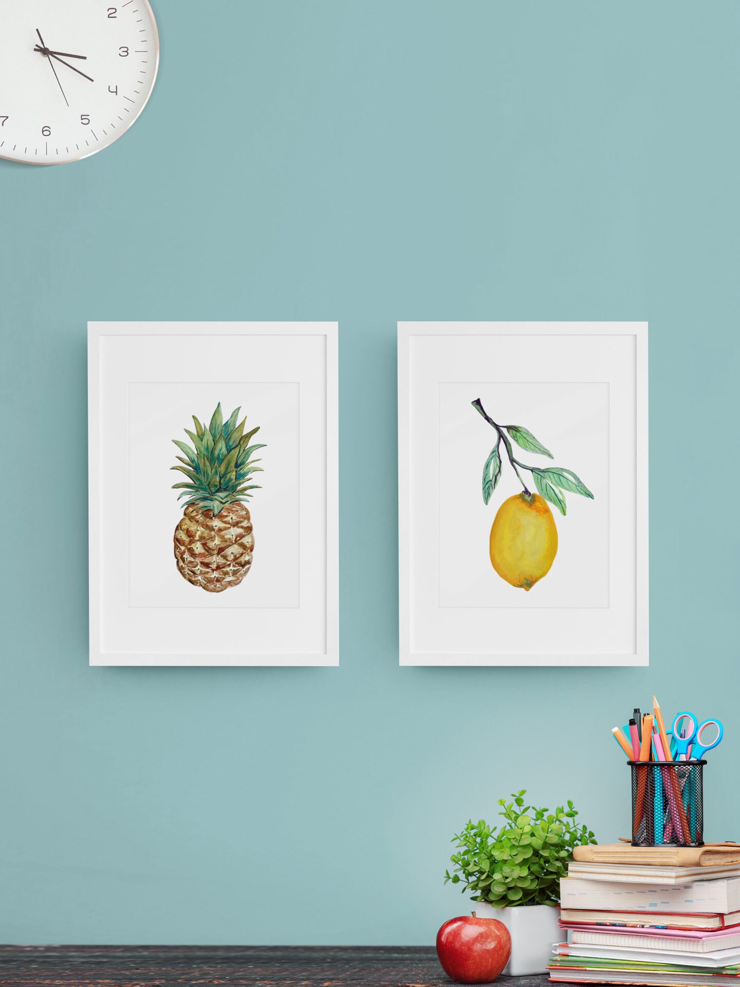 Pineapple Watercolor Fine Art Print Tropical Fruit Textured | Etsy