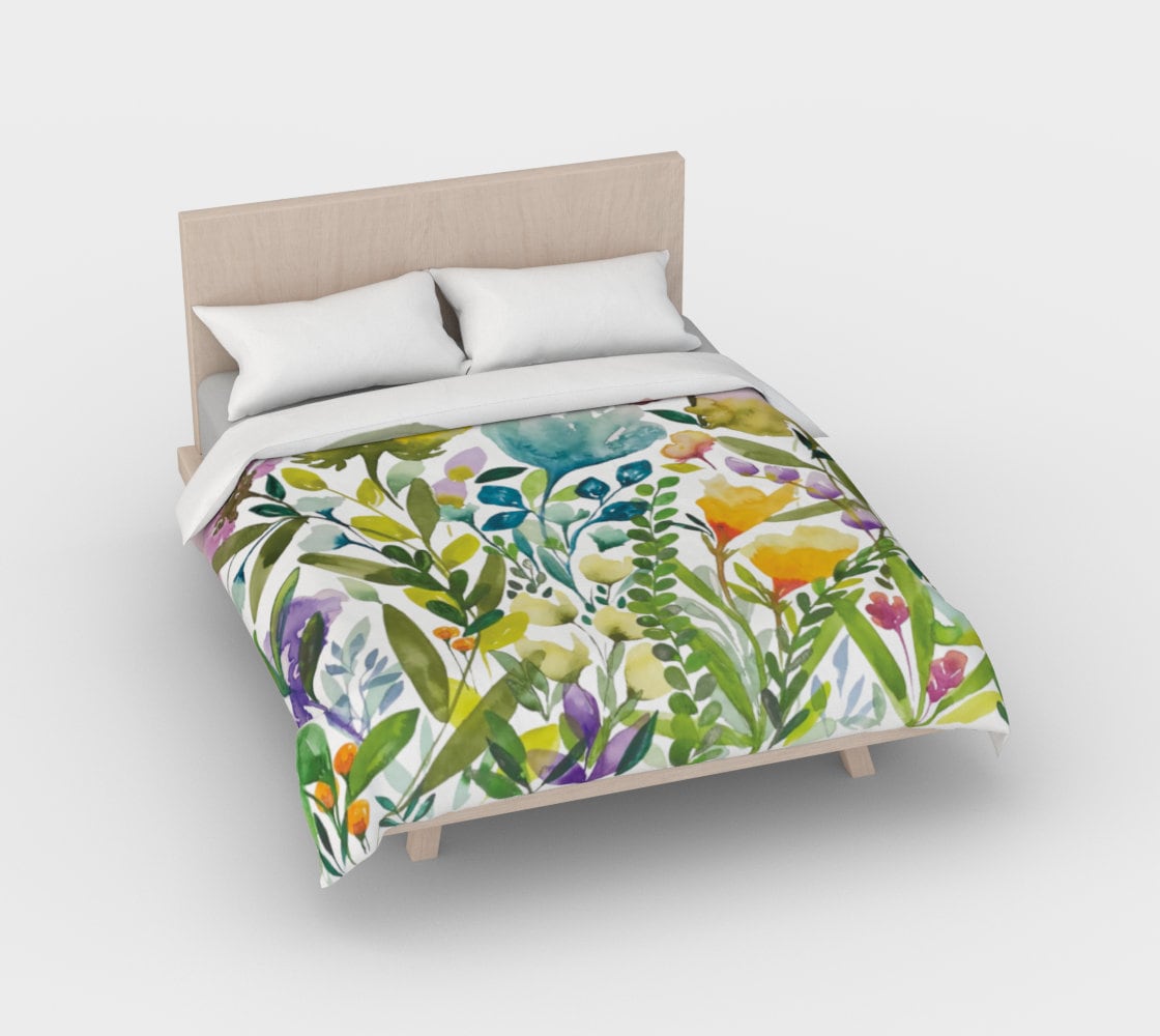 Summer Flowers Bright Duvet Cover King Queen Full Twin - Etsy