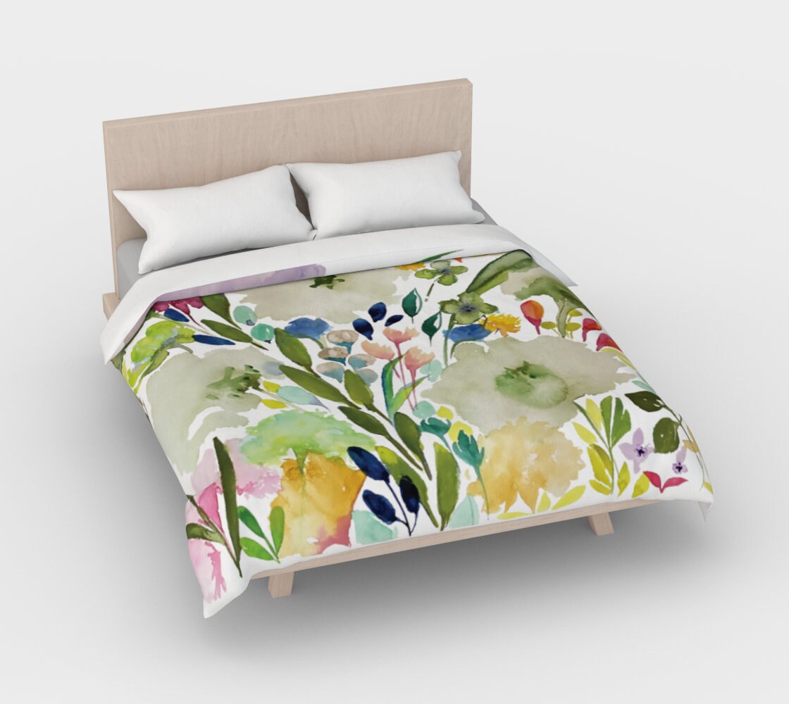 Spring Flowers II Bright Duvet Cover| King, Queen, Full, Twin | Cotton ...