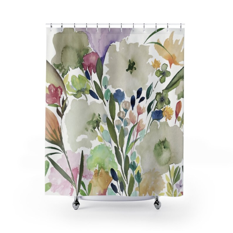 Spring Flowers II Shower Curtains | Botanical Spa Shower Curtains ...
