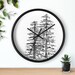 Gray Evergreen Trees Houseplant Wall Clock, Natural Wood, Black, or ...